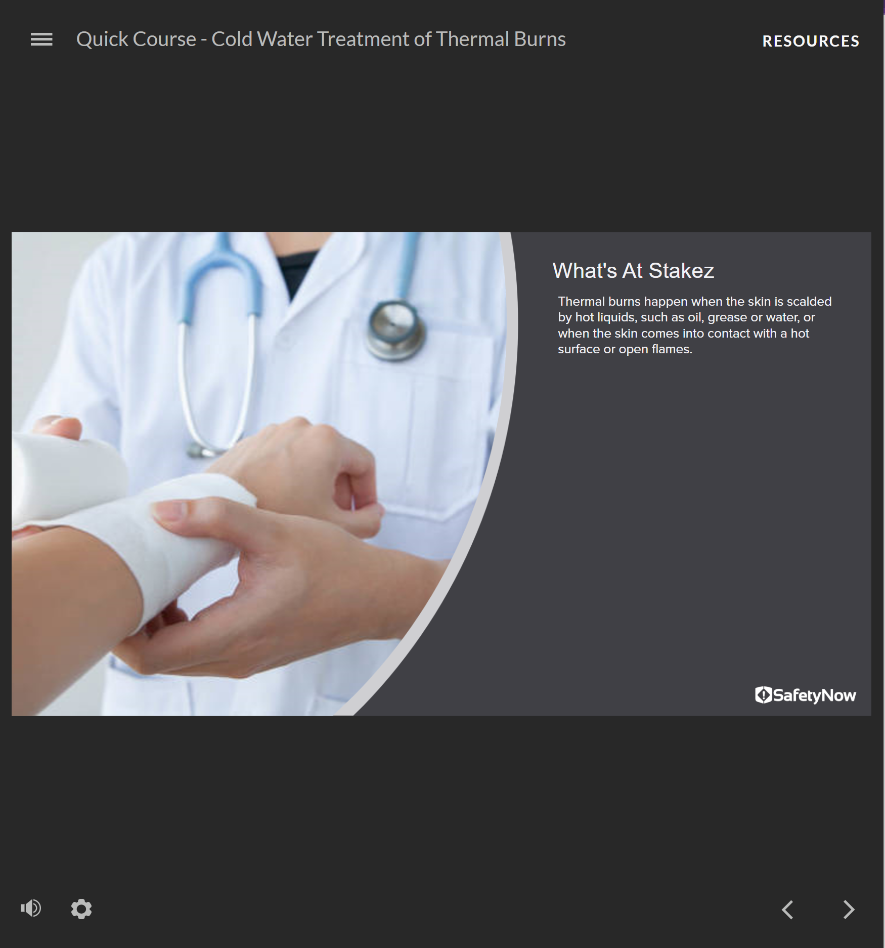Cold Water Treatment of Thermal Burns – Quick Course - SafetyNow