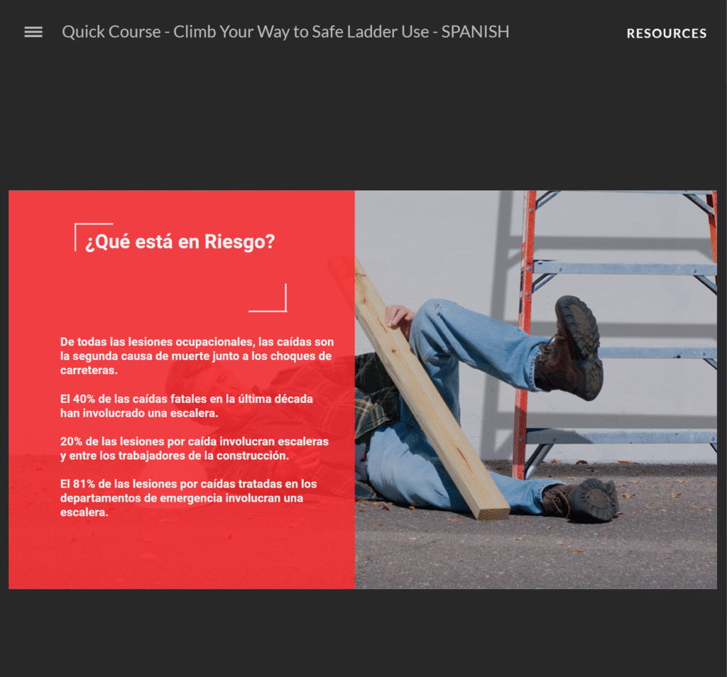 Climb Your Way to Safe Ladder Use – Quick Course (Spanish) - SafetyNow