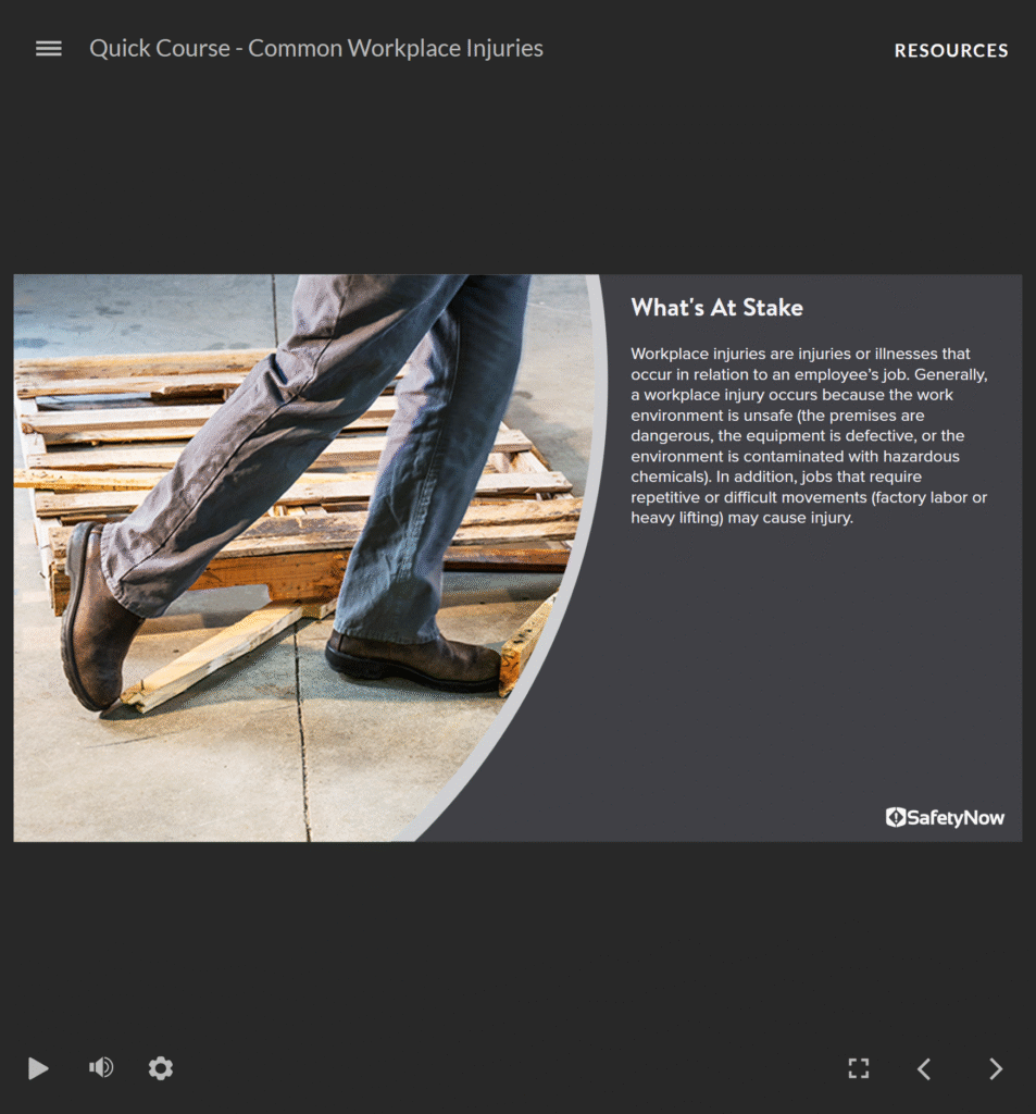 Common Workplace Injuries – Quick Course - SafetyNow