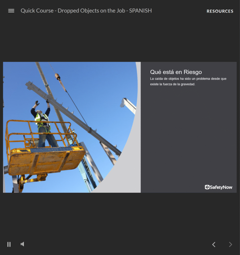 Dropped Objects on the Job – Quick Course (Spanish) - SafetyNow