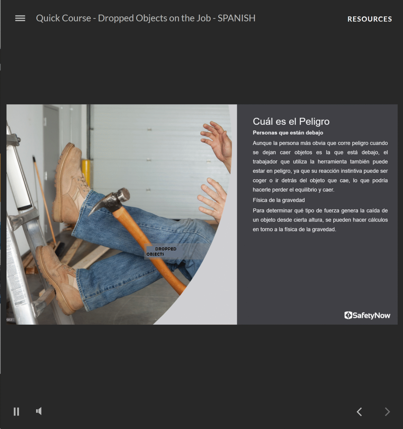 Dropped Objects on the Job – Quick Course (Spanish) - SafetyNow